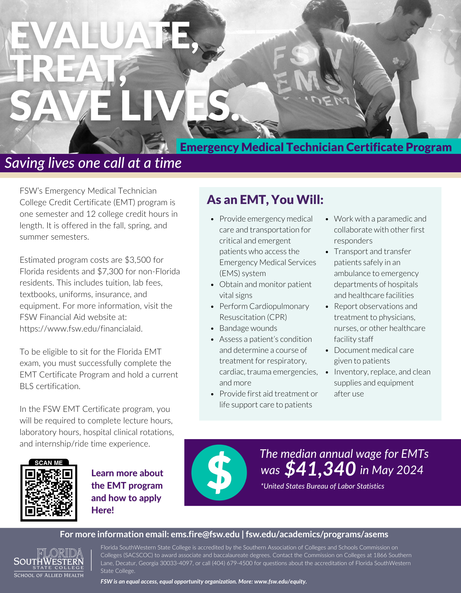 Emergency Medical Technician (Certificate) | Florida SouthWestern State ...